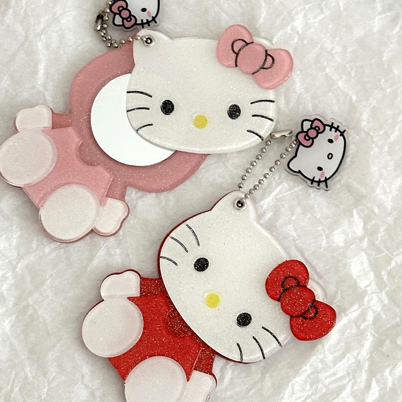 Saniro Hello Kitty Makeup Mirror Keychain Sliding Cover Mirror Phone ...