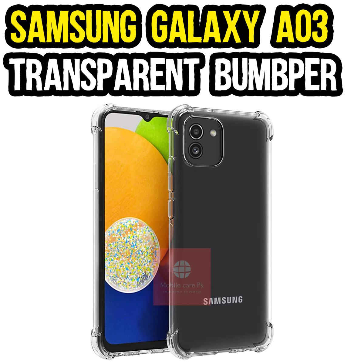 Samsung Galaxy A03 Back Cover Transparent Extra Bumper Anti Shock Soft ...
