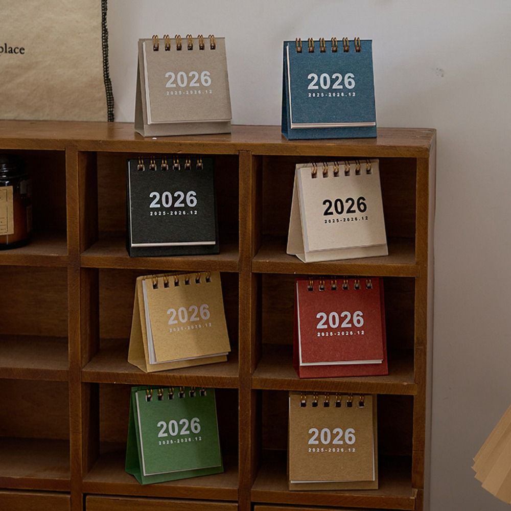 Kid Gift Month Date Display 2026 Mini Desk Calendar Solid Color Date ...