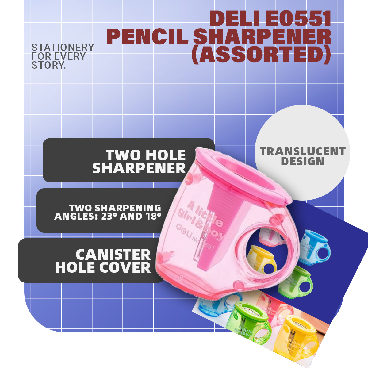 Deli E0551 Pencil Sharpener(Assorted)(Pcs) | Daraz.com.bd