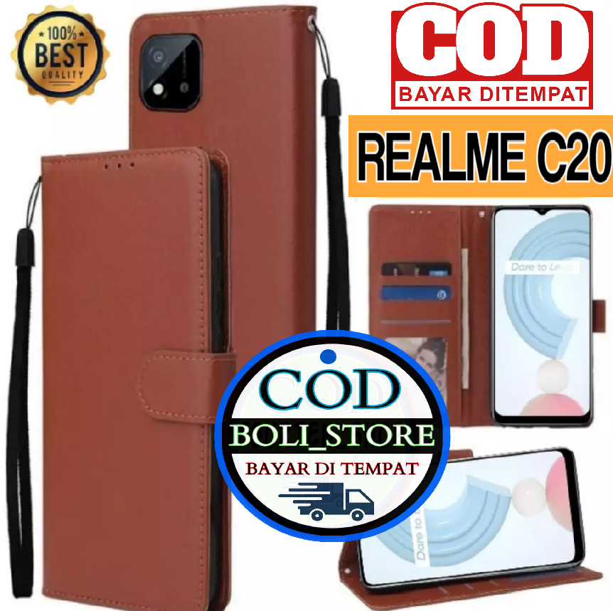 CASING / CASE HP KULIT COCOK UNTUK TIPE HP REALME C20- CASING DOMPET ...