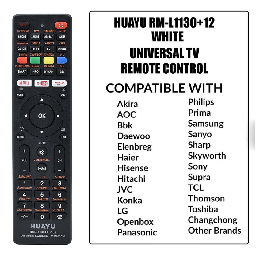 Huayu RM-L1130+12 Universal LED/LCD TV Remote Control For Majority ...