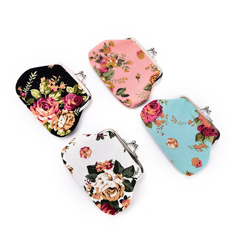 Women Coin Purse Flower Printing Ladies Coin Purse Pocket Coin Pouch ...