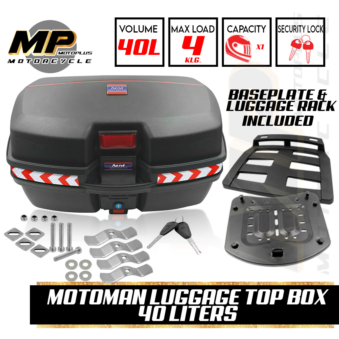MOTOMAN LUGAGE TOP BOX 40L - MOTOPLUS | Lazada PH