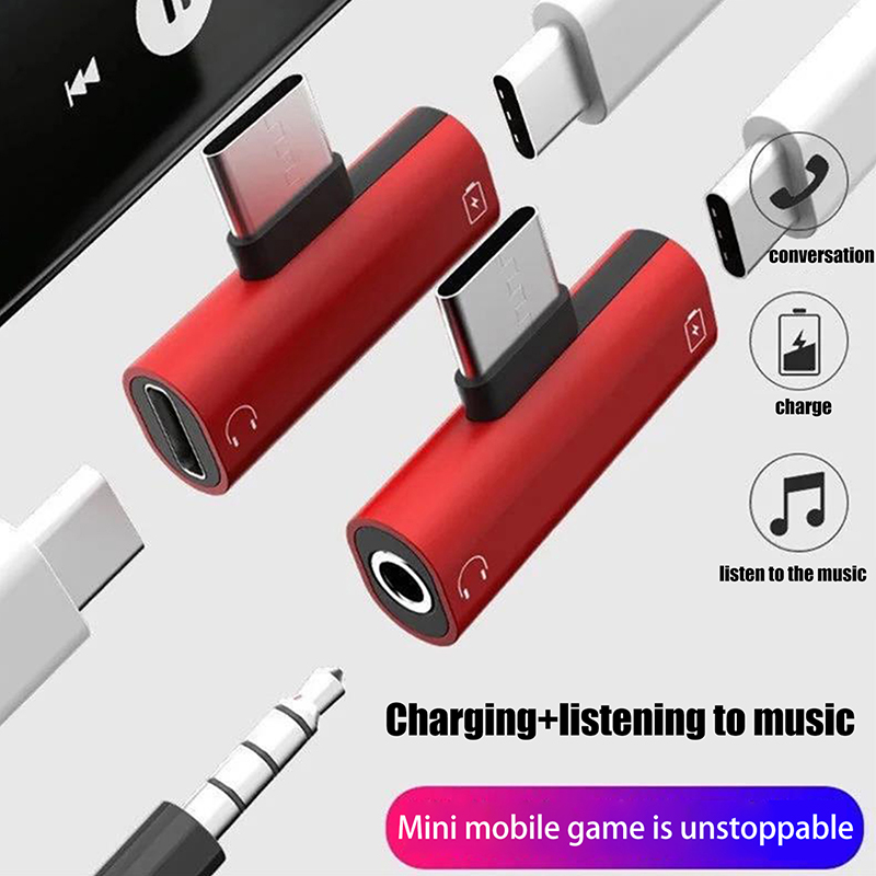 USB Type-C To 3.5 Mm Headphone Metal Adapters Charging Splitter With ...