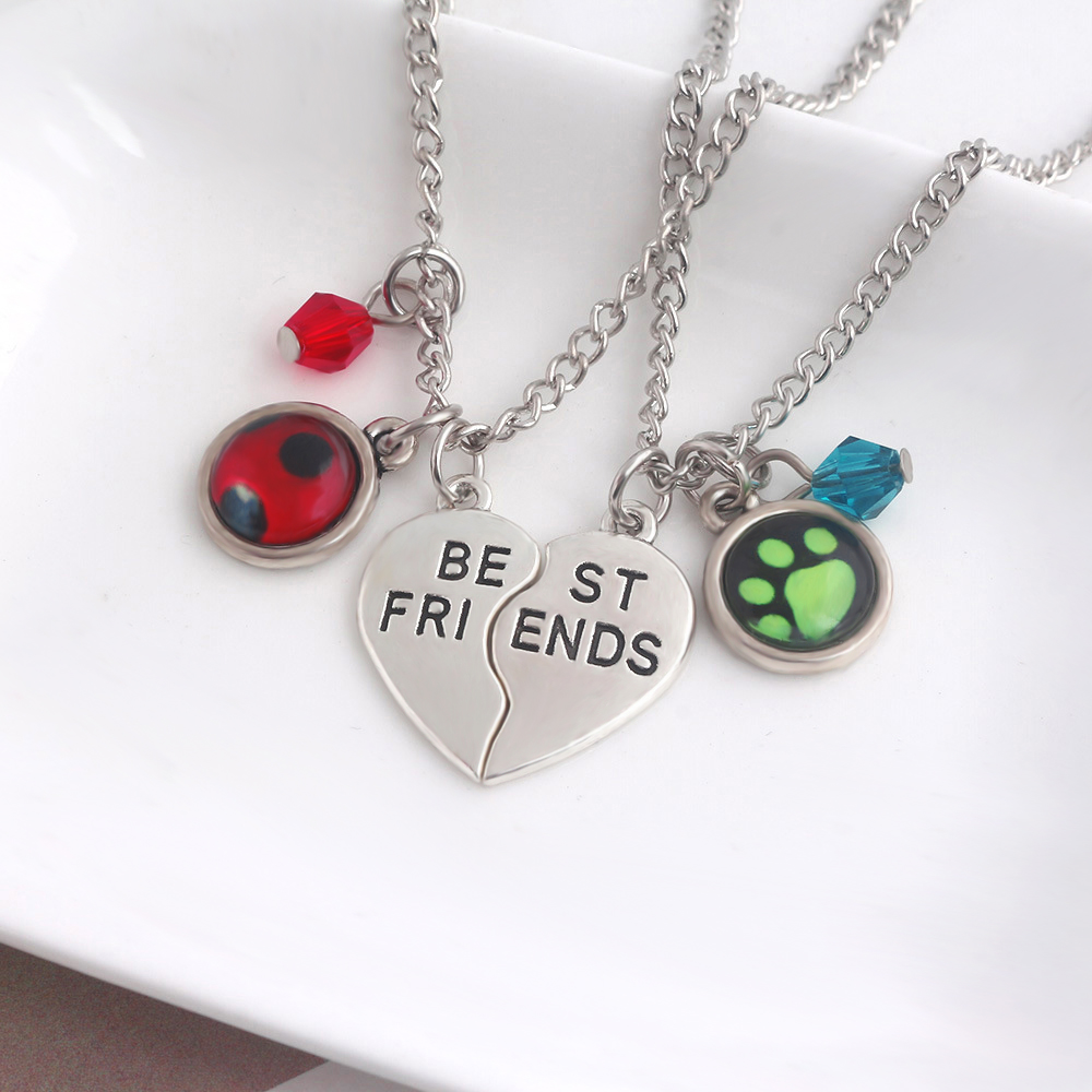 【GlobalHubShop】2020 Ladybug and Cat Noir Necklaces Best Friends Heart ...