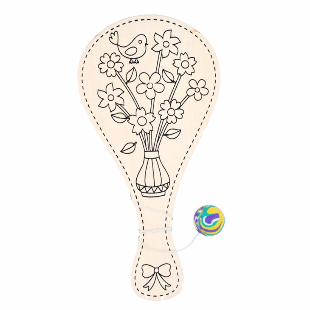 Developmental Wooden DIY Paddle Ball with String Blank Racket ...