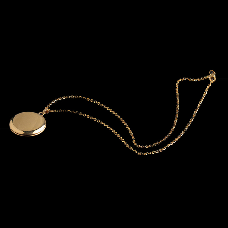 Stainless Steel Photo Locket Necklace 3 Colors Open Round Pendant ...