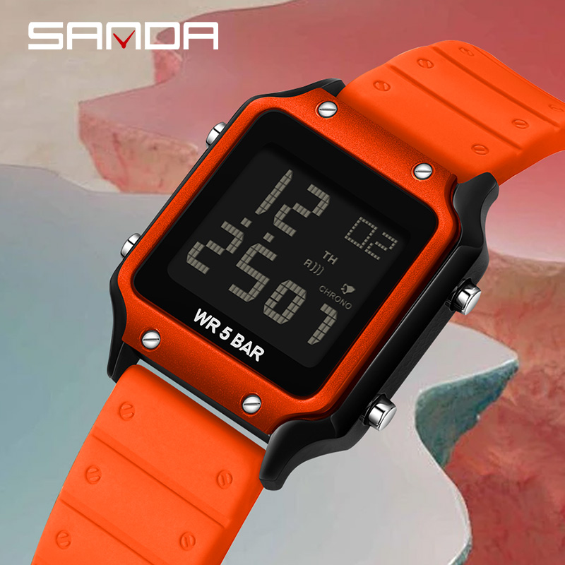 Sanda Classic Small Square Watch Simple Trendy Night Light Waterproof ...