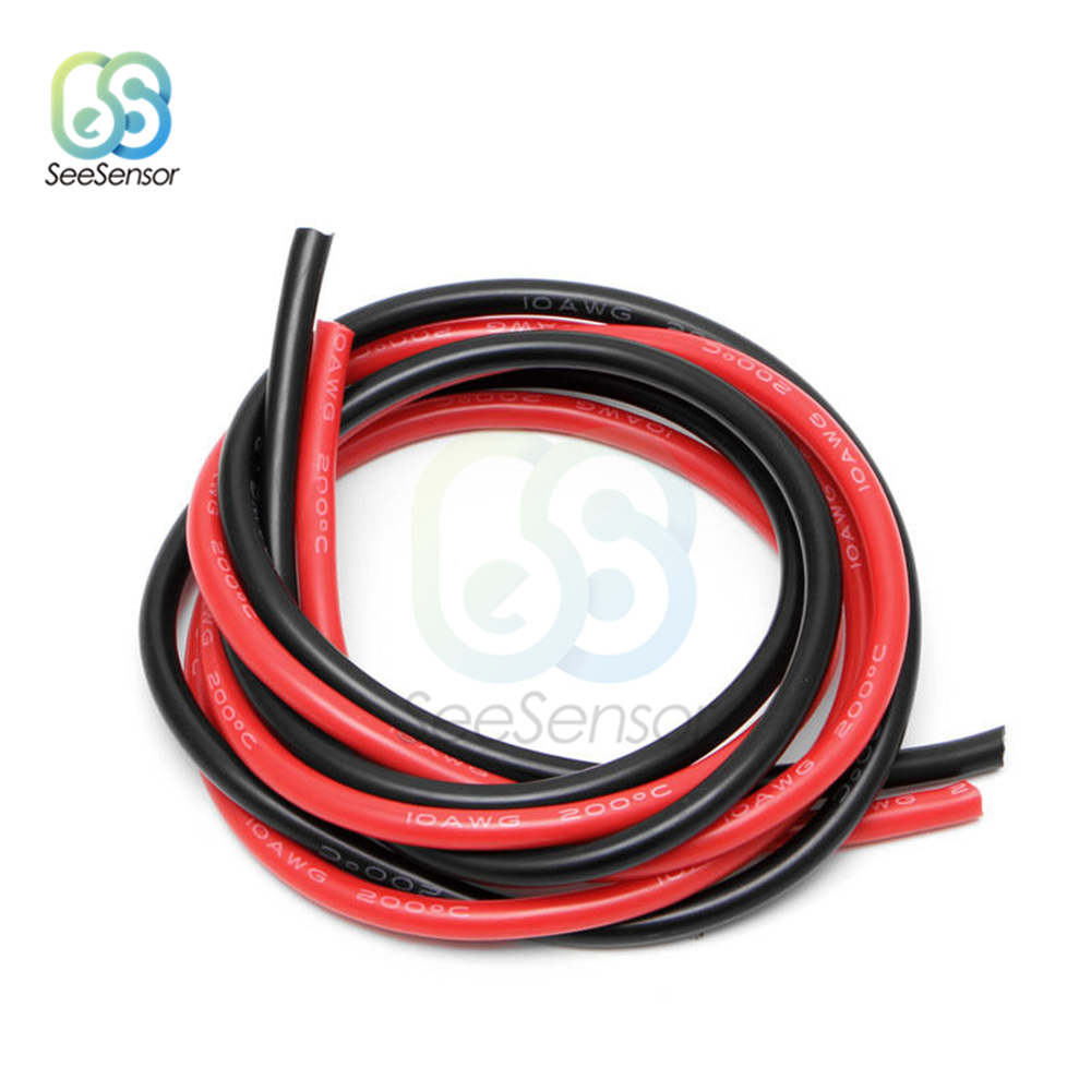 【TopazTrove】1meter Black +1meter Red 10/12/14/16 Gauge AWG Electrical ...