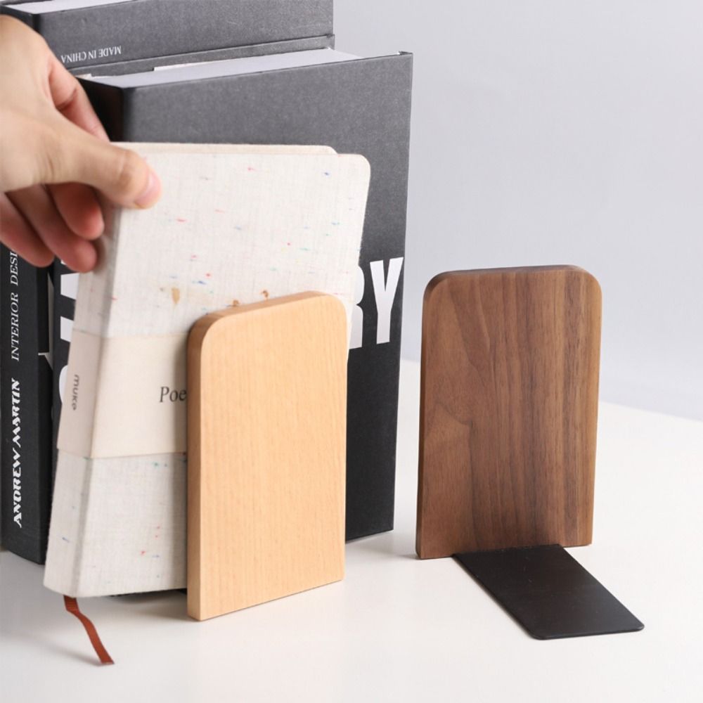 Space-saving Display Holder Nature Wooden Bookends Beech Walnut Desk ...