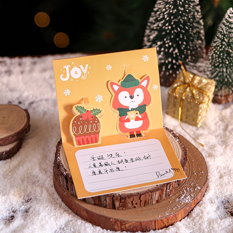【ZOSR】Lovely Cartoon Pop Up Christmas Greeting Card with Envelope 3D X ...