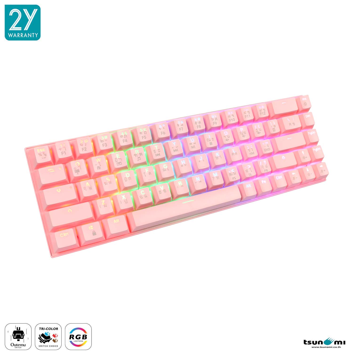 (ลด ล้าง สต๊อก) คีย์บอร์ดเกมมิ่ง Tsunami Outemu MK-68 60 Compact ...