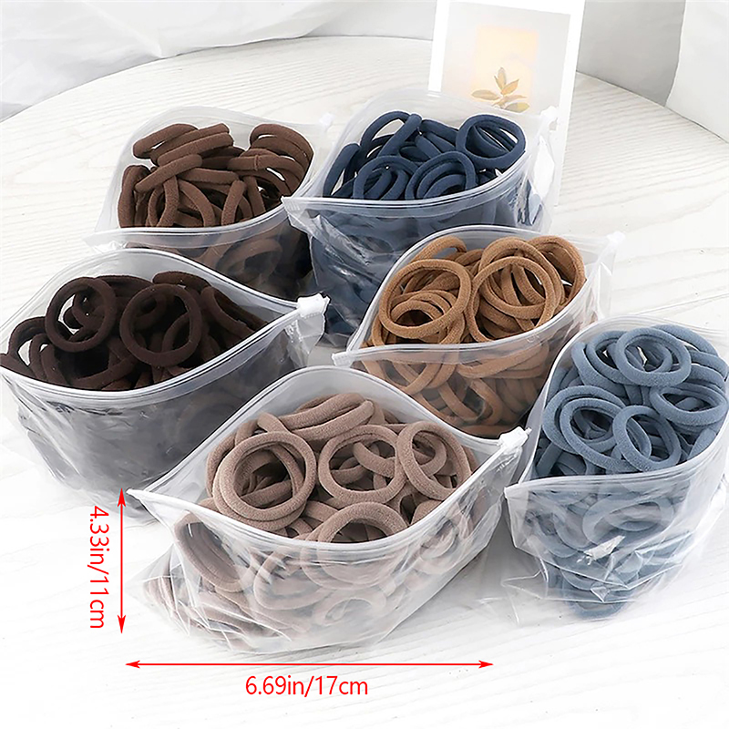 50PCS/Set Women Girls Basic Hair Bands 4cm Simple Solid Colors Elastic ...