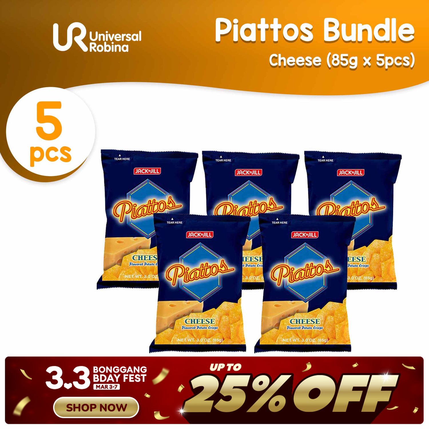 5 x Piattos Cheese Buddy Size (85g) | Lazada PH