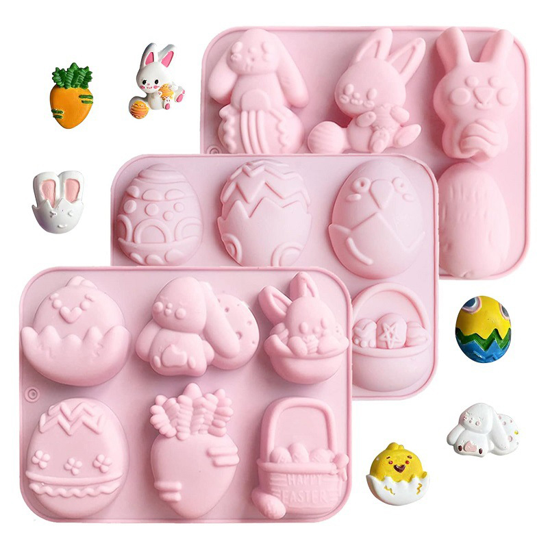 1pc 2024 Easter Bunny Silicone Mold 3D Egg Chocolate Mould Jelly ...