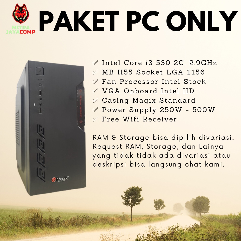 PC Rakitan Office Fullset Core i3 530 RAM 8GB SSD HDD + Monitor 19 inch ...