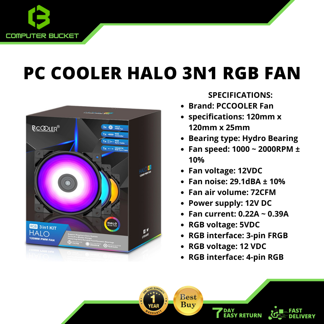 PC COOLER HALO RGB FAN 3N1 KIT | Lazada PH