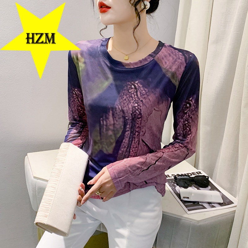 HZM 2024สไตล์ตะวันตกสีขาวสง่างามระบายอากาศกระชับสัดส่วนที่อายุน้อยกว่าหลวมลายพิมพ์แขนยาวเสื้อยาว ...