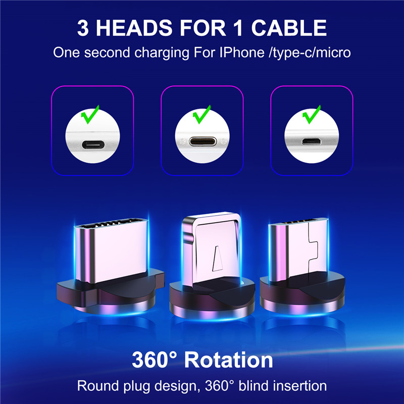 LED Magnetic Cable Fast Charging USB Type C Cable Magnet Charger USB C ...
