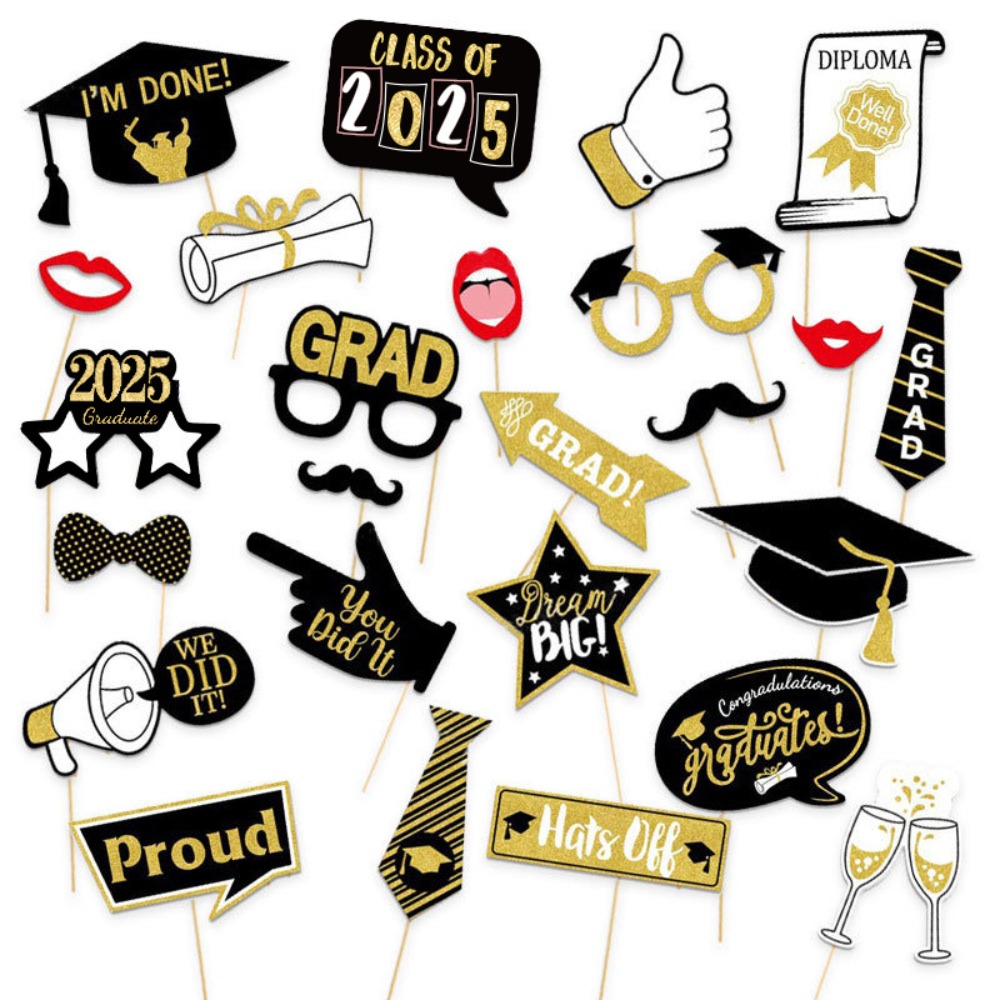 25pcs Creative Congratulation Graduation Photography Props Black ...