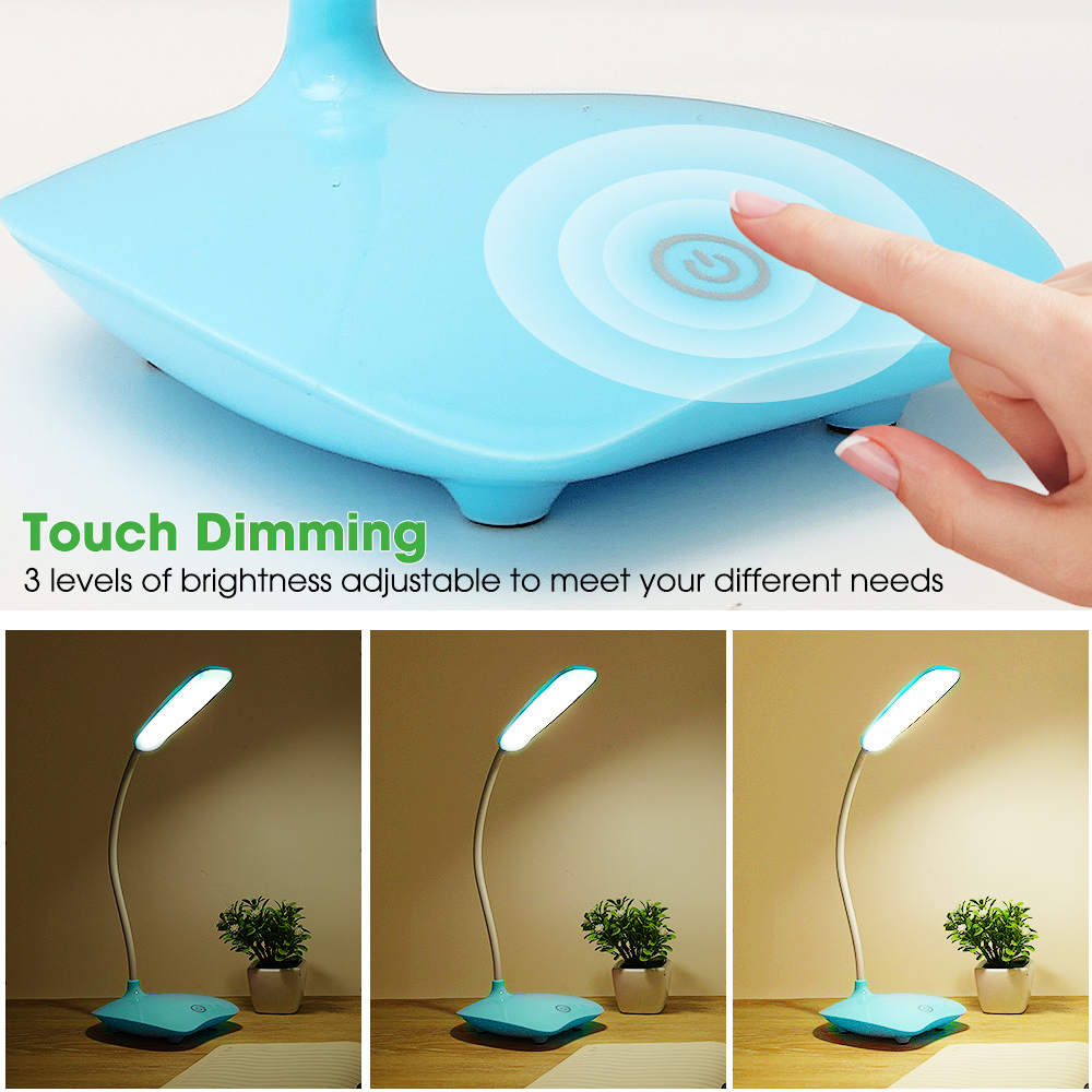 Portable Dimmable LED Desk Reading Eye Protection Touch Switch Flexible ...