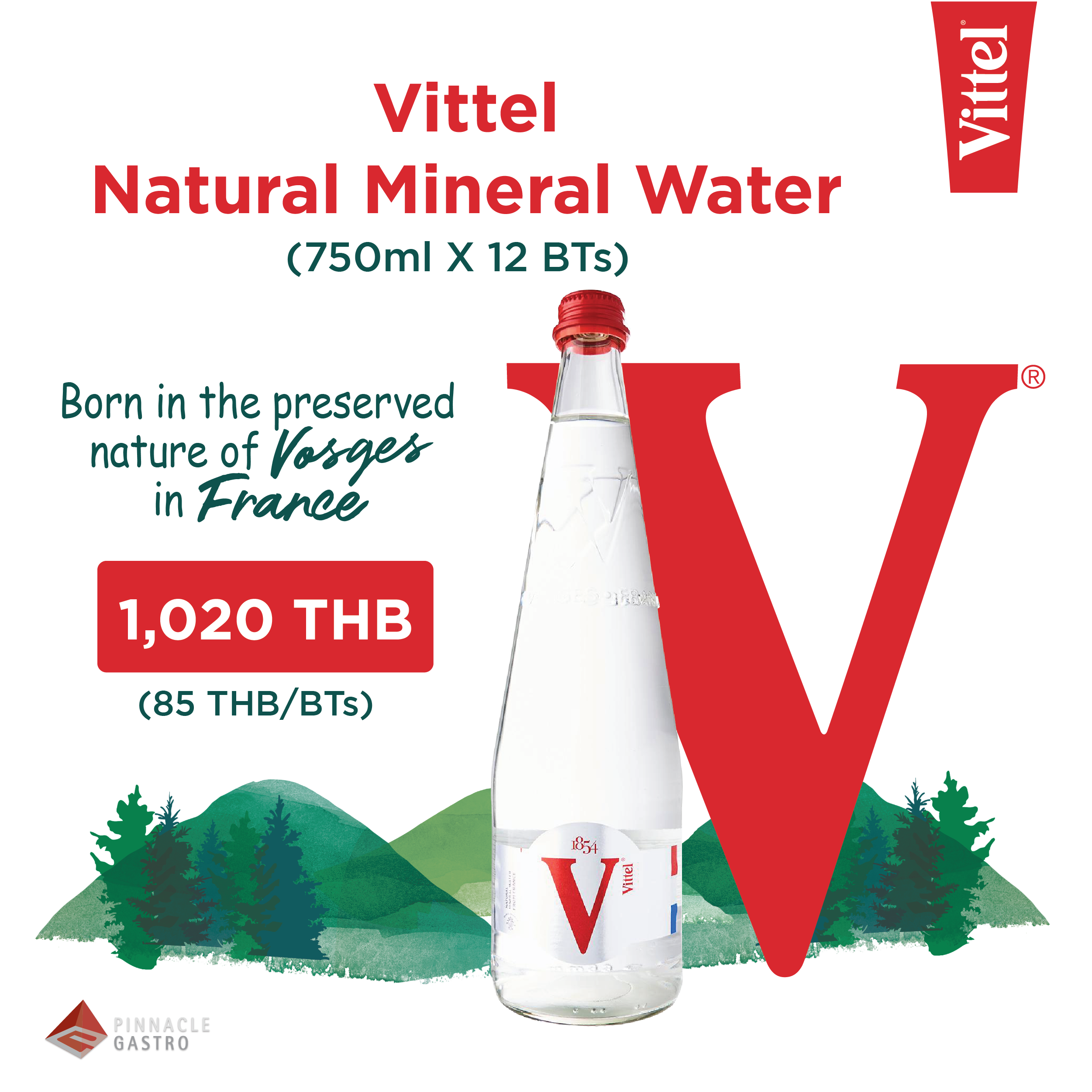 Vittel® natural mineral water 750ml.(1x12) | Lazada.co.th