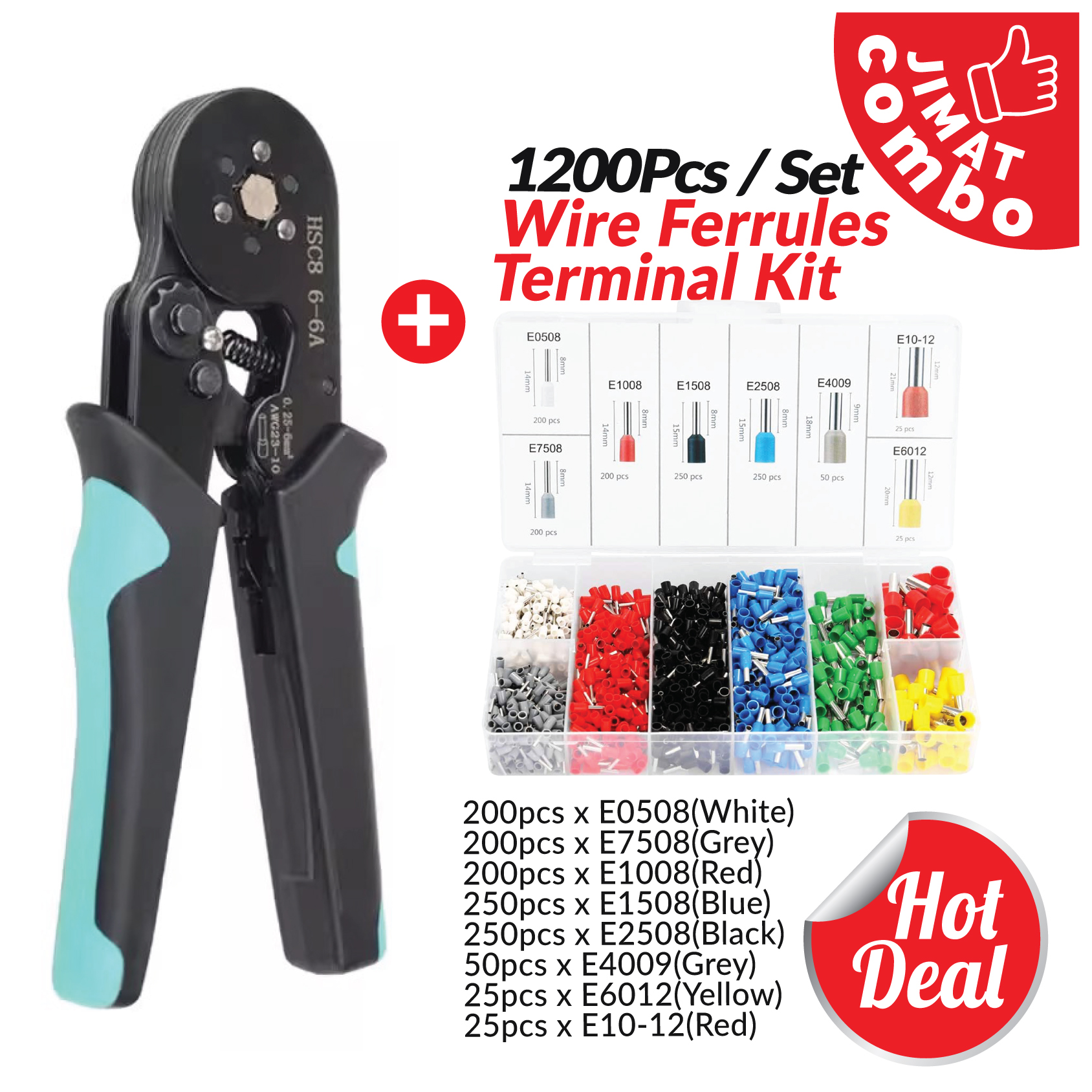 【OPTIMUM】HSC8 6-6A Tubular Terminal Crimping Tool Cable Lug Ferrule ...