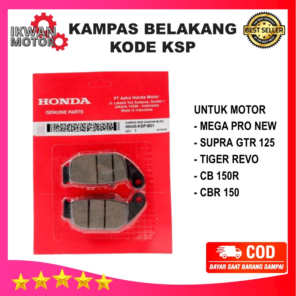 Kampas Rem Cakram Belakang Mega Pro New 06455-KSP-T01 Dispad Belakang ...