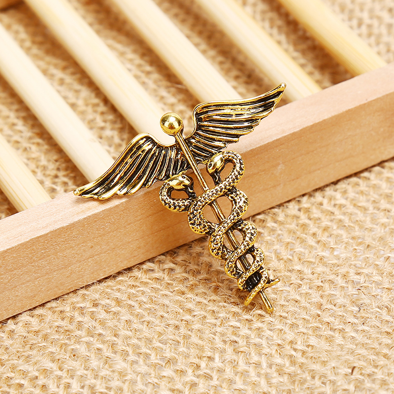 Fashion Retro Angel Wings Men Badge Pin Snake Brooches Lapel Medal ...