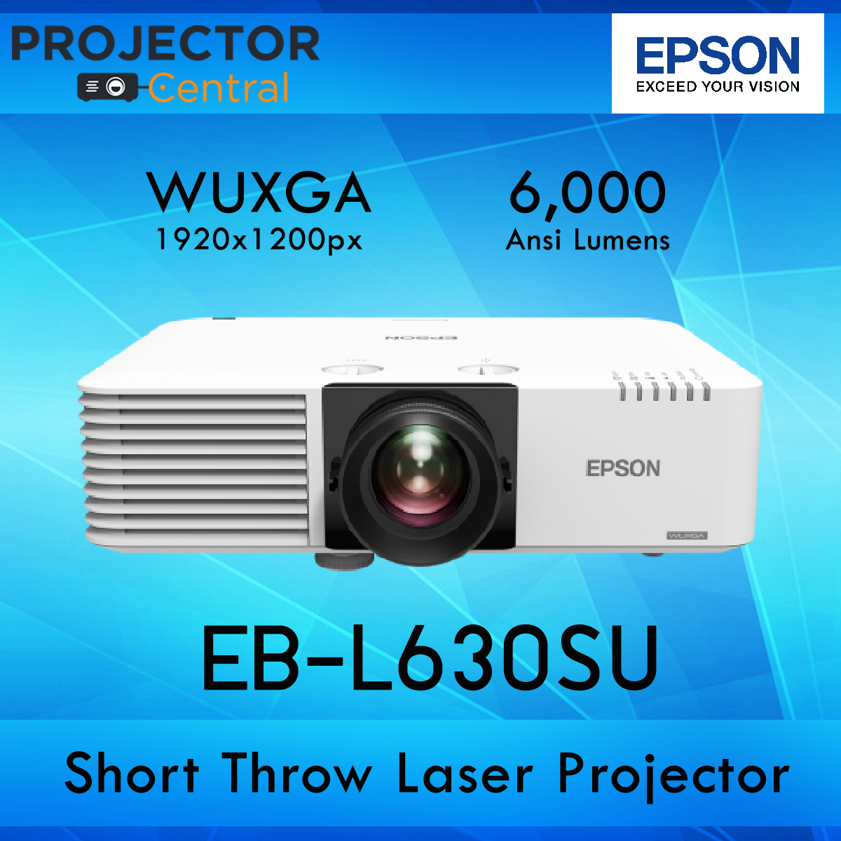Epson EB-L630SU WUXGA 3LCD Short Throw Laser Projector เลเซอร์โปรเจคเตอร์ ความสว่างสูง ระยะฉาย ...