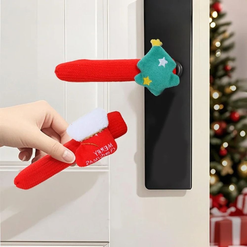 Home Accessories Cartoon Christmas Door Handle Covers Soft Anti ...