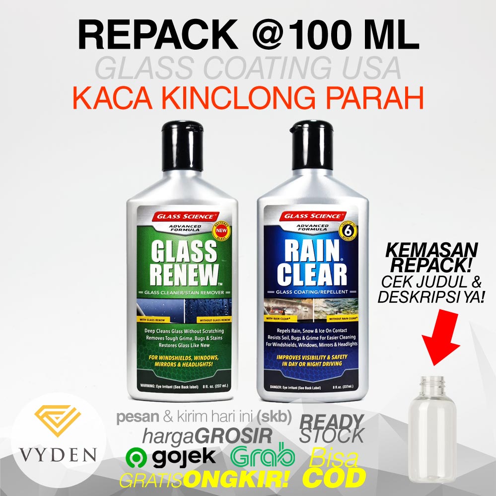 PAKET REPACK Glass Renew Rain Clear Glass Coating Glass Science Kaca ...
