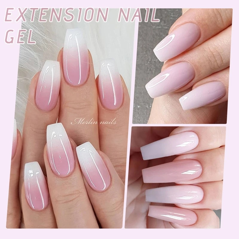 UR SUGAR 15ml Milky Jelly White Pink Extension Gel Set Nail Tips ...