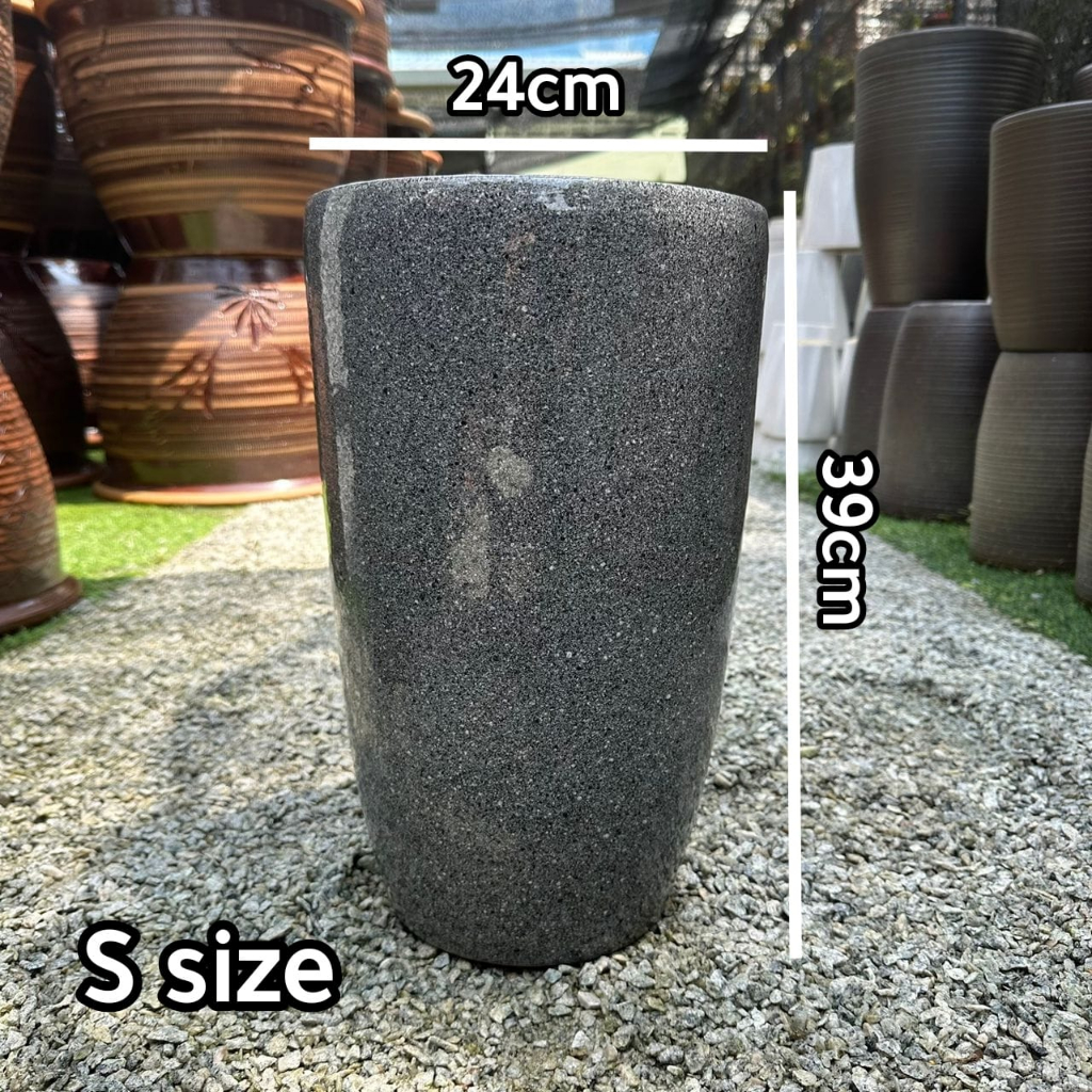 90s Greenovation XTRA Large Modern Cylinder Glossy Grey Ceramic Pot ...