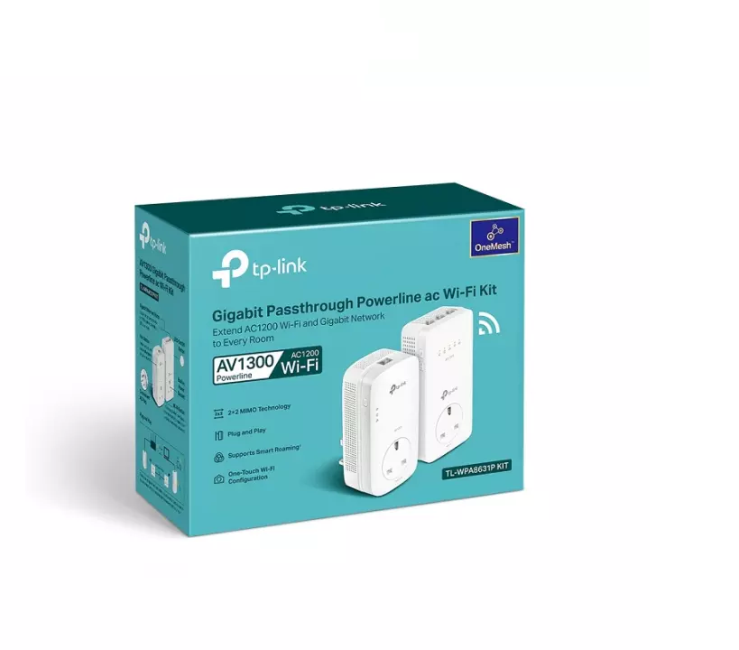 TP-Link TL-WPA8631P KIT AV1300 Powerline Adapter with Pass Through WiFi ...