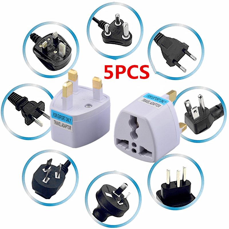 5PCS UK Plug Travel Adaptor 3 Pin Universal Multi-Country Power Adapter ...