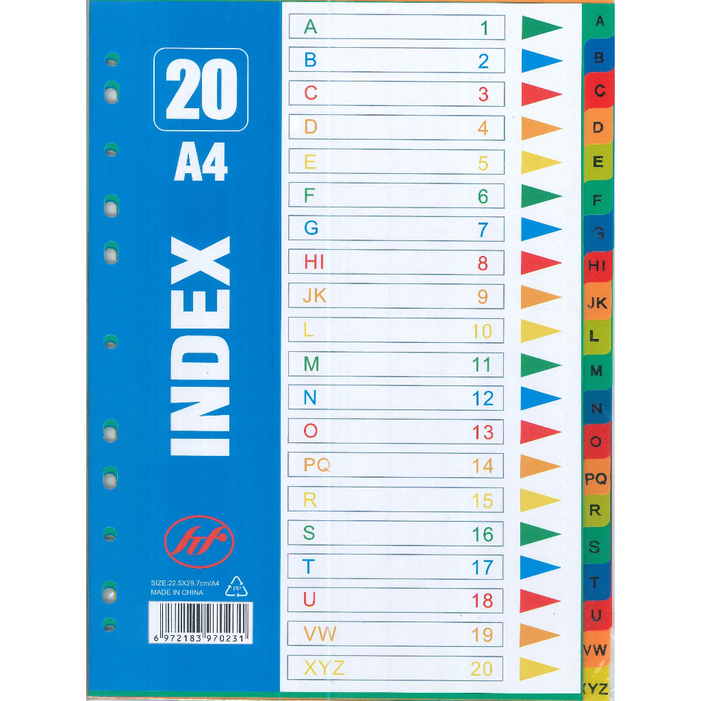 PP COLOUR INDEX DIVIDER A-Z ( A4 SIZE ) | Lazada