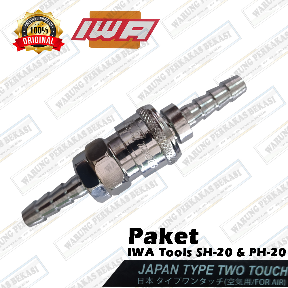 IWA TOOLS Quick Coupler 1 Set PH20 - SH20 Nepple Sambungan Selang Angin Type SH-20 Dan PH-20 ...