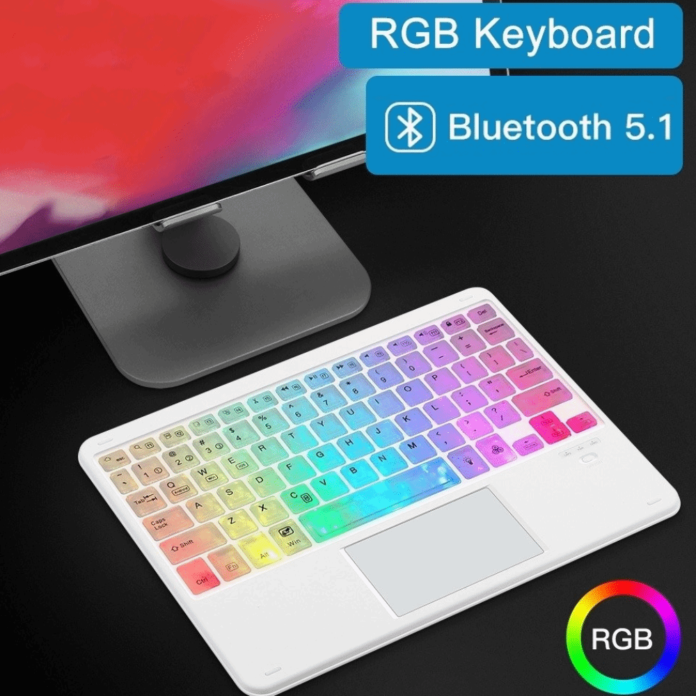 Mini Keypad RGB Light Bluetooth Keyboard Backlit Rechargeable Wireless ...