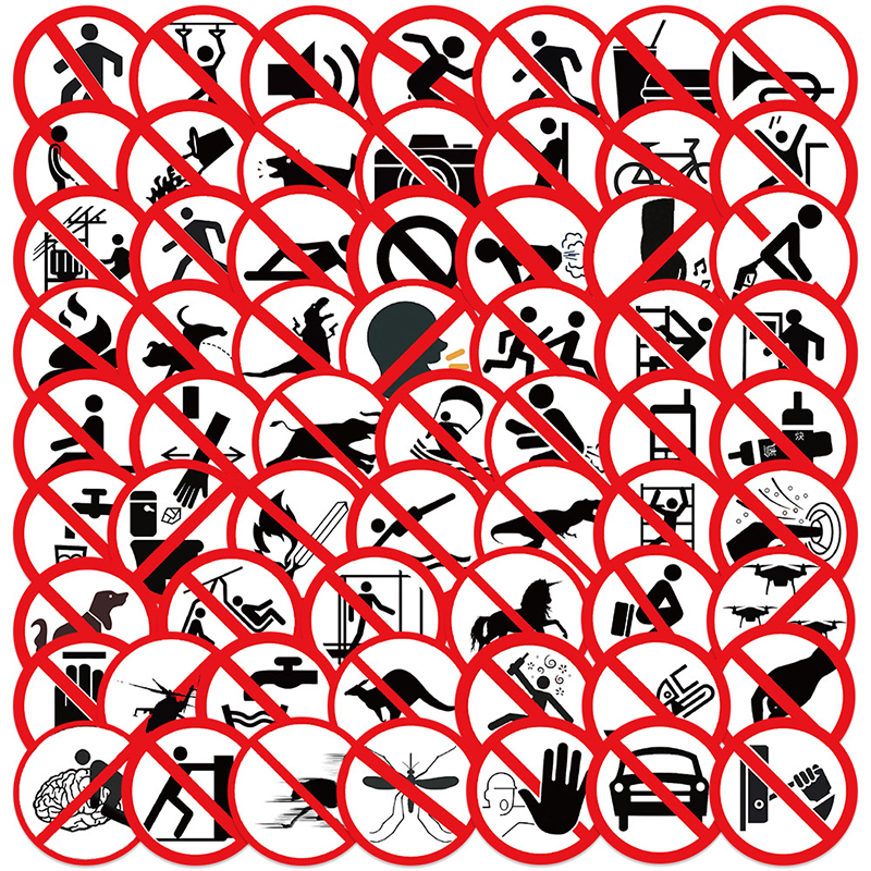 62pcs Funny Warning Stickers Danger Banning Sign DIY Decal Car Scooter ...