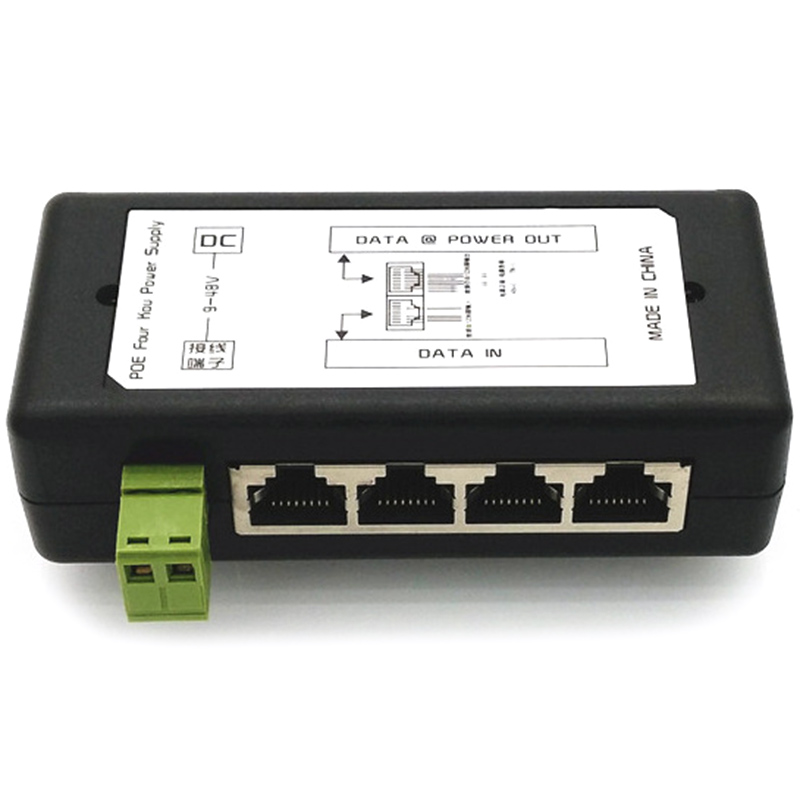4 Port PoE Injector 4CH PoE Power Adapter Ethernet Power Supply Pin 4,5 ...
