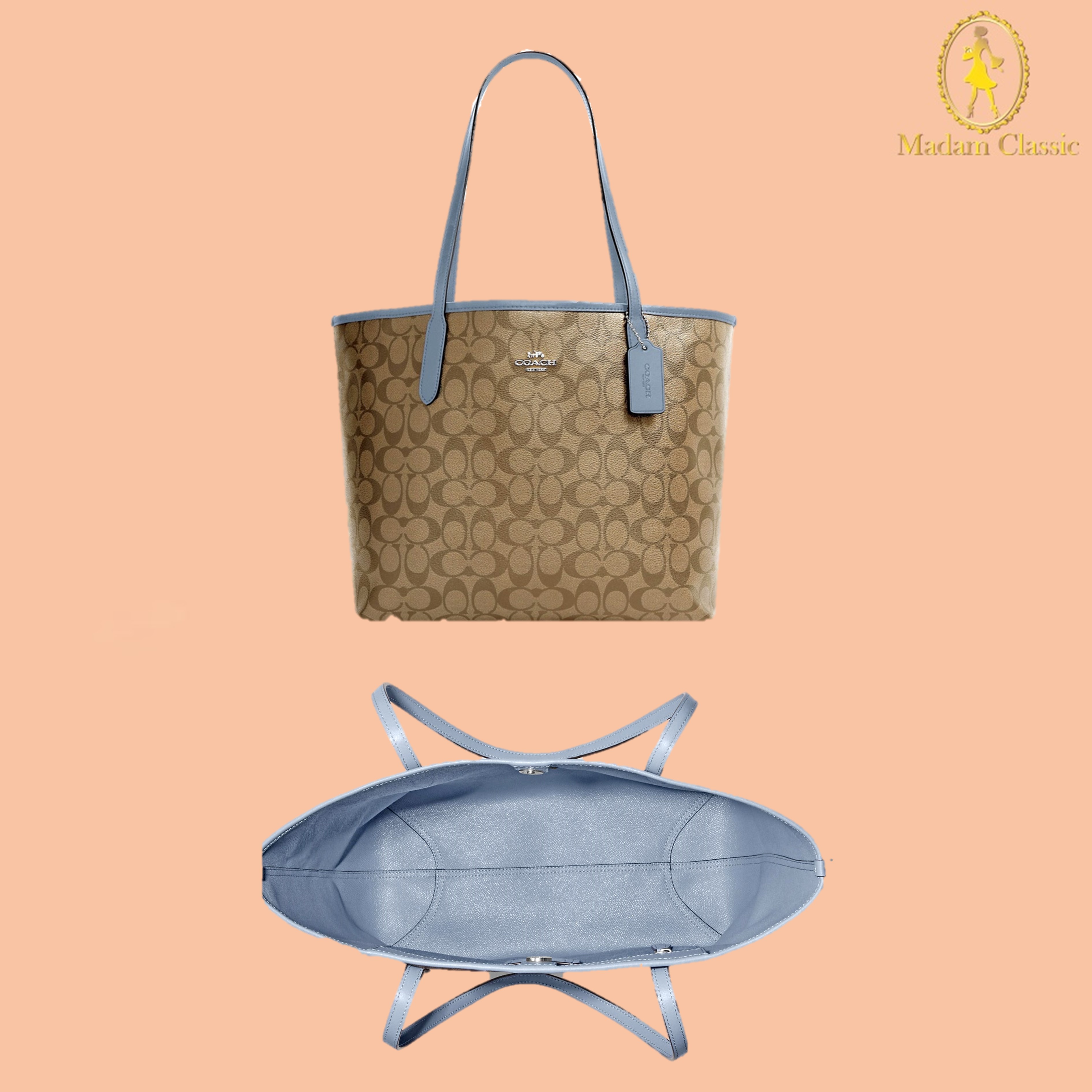 กระเป๋าสะพาย COACH 5696 CITY TOTE IN SIGNATURE CANVAS (SVTV2) | Lazada ...