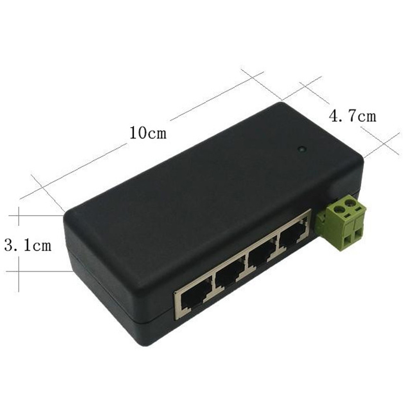 4 Port PoE Injector 4CH PoE Power Adapter Ethernet Power Supply Pin 4,5 ...