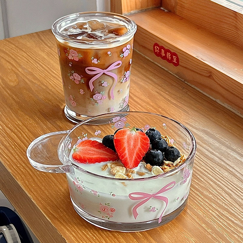 Original French Rose Glass Cup, Bow Knot, Fragmented Flowers Cold ...