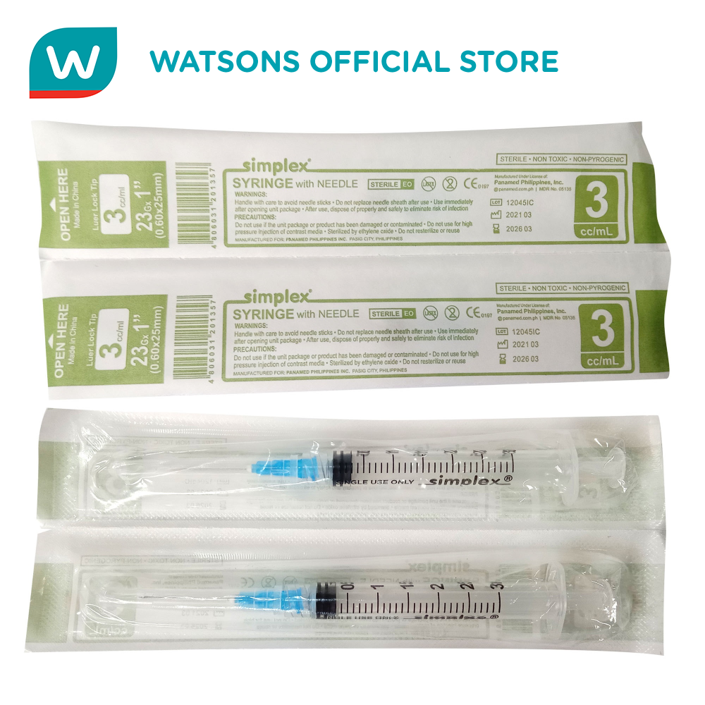 SIMPLEX Disposable Needle 3cc/ml Ll G-23X1" 1 Disposable Syringe with ...