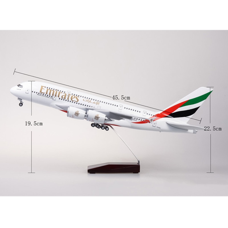 45CM Airplane Model Emirates Airlines Airbus A380 Aircraft Diecast ...