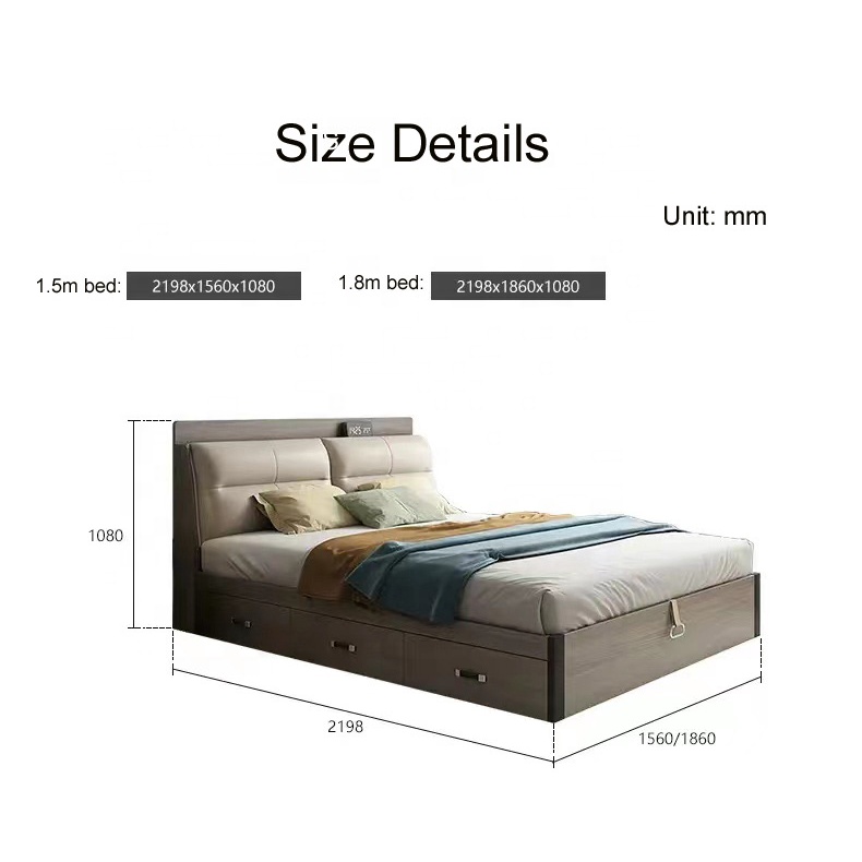 Luxury Modern Bedroom Storage bed frame Sets Master Bed With ...