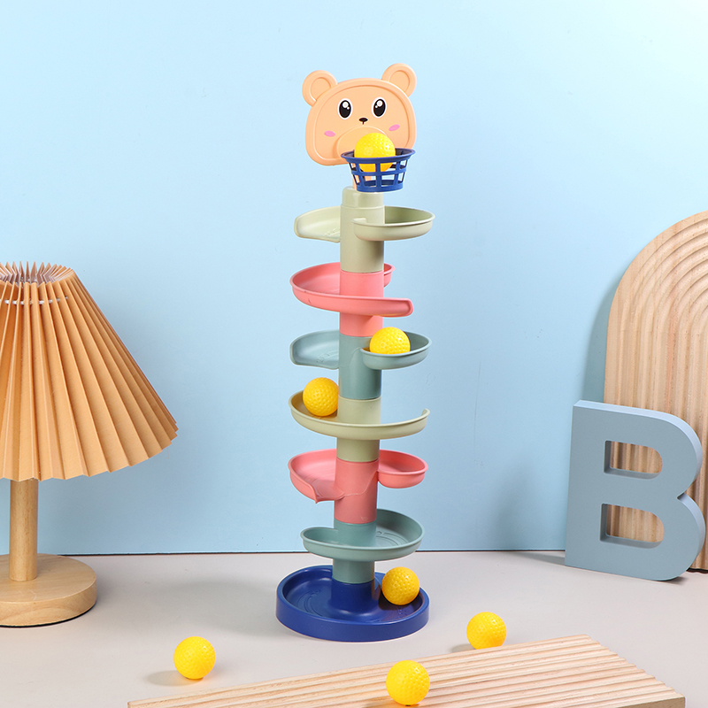 1 Set Baby Rotating Track Stacking Montessori Rolling Ball Tower Toys ...