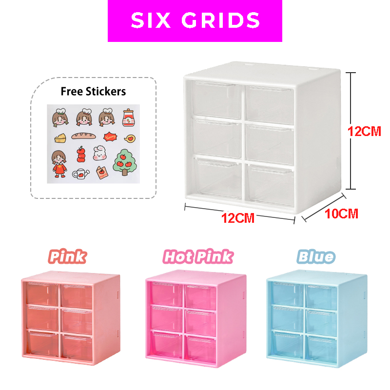 QUICK IDENTIFY 💖 6 / 9 Slot Mini Drawer Storage Box Cosmetic Jewelry ...